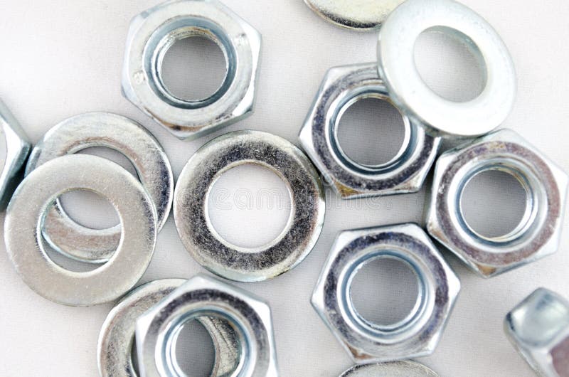 Several Metal Washers and Nuts Stock Photo - Image of hardware ...