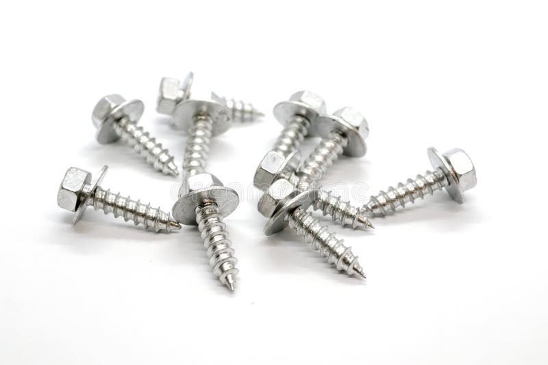 Several Metal Screws Isolated on White Background Stock Photo - Image ...