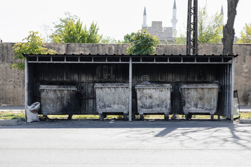Several Metal Trash Containers Stock Photos - Free & Royalty-Free Stock ...