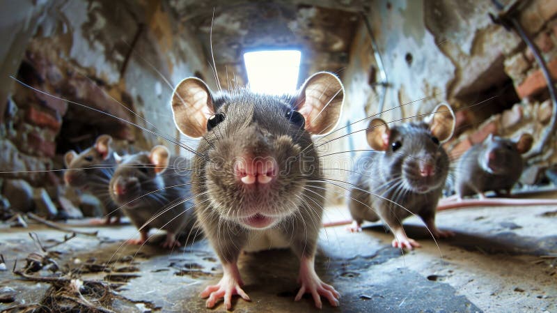 Several Mice are Standing Side by Side, Clustered Closely Together in a ...
