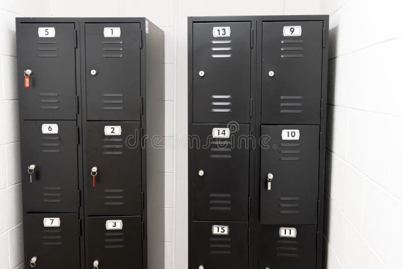 Several of Modern Black Lockers Stock Photo - Image of black, door ...