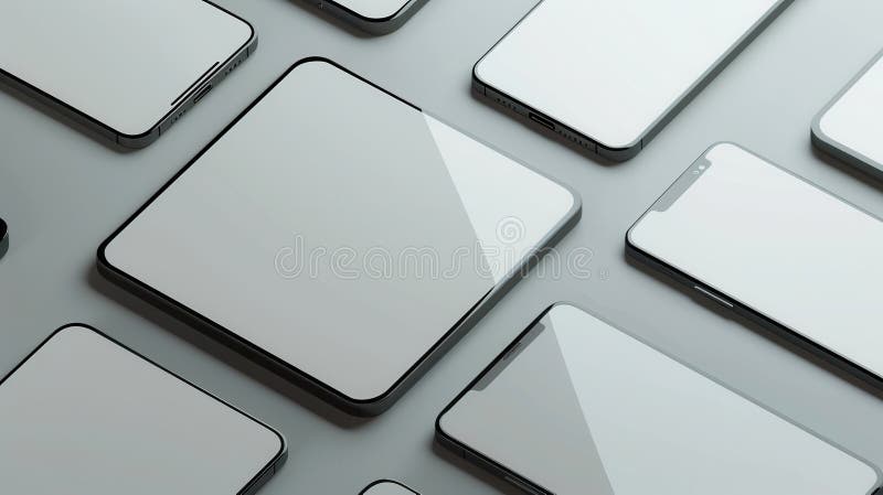 Several Modern Smartphones are Arranged in Different Angles on a Light ...