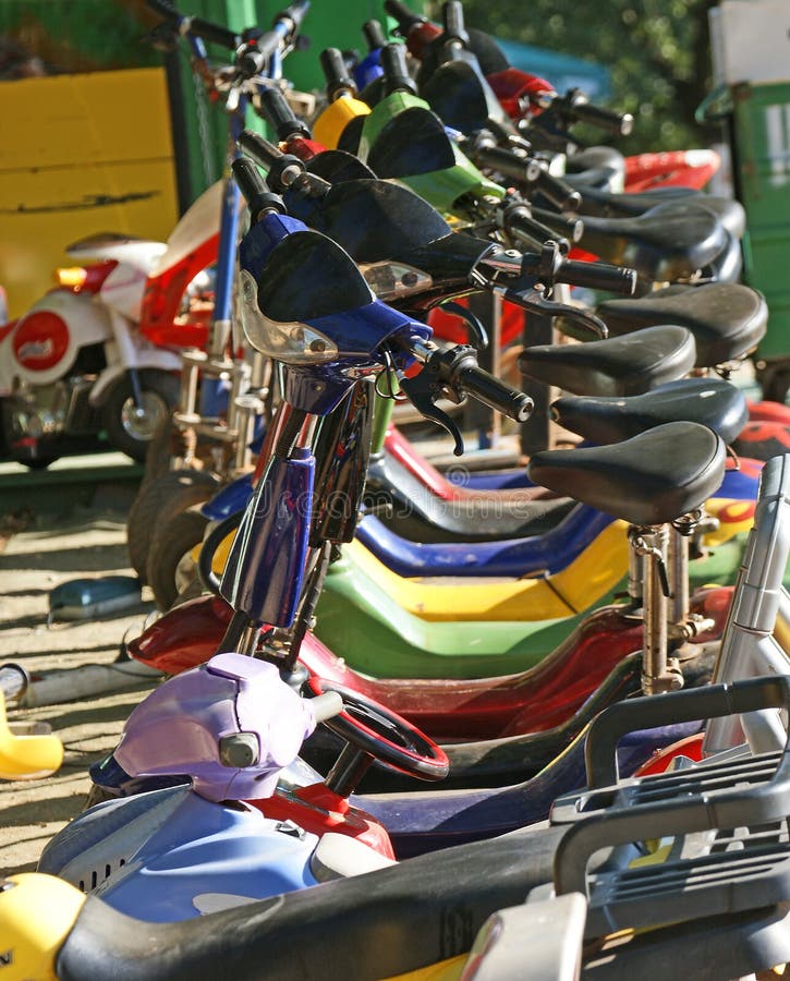 Several Multi-colored Scooters Stock Image - Image of vehicle ...