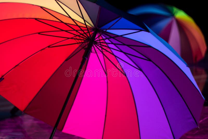 Several Multi-colored Umbrellas on Stage Stock Photo - Image of multi ...