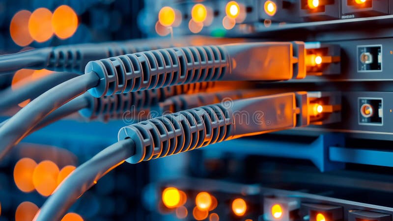 Close-up of Network Cables Connected To a Server in a Data Center with ...