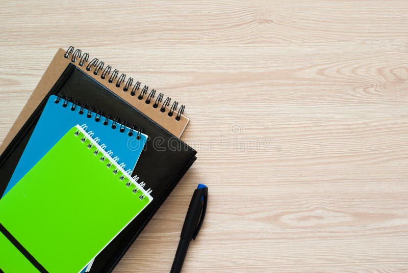 Several Notebooks at Office Desk. Stock Photo - Image of office ...