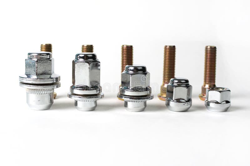 Several Nuts and Studs for Installing the Wheel on the Car Stock Image ...