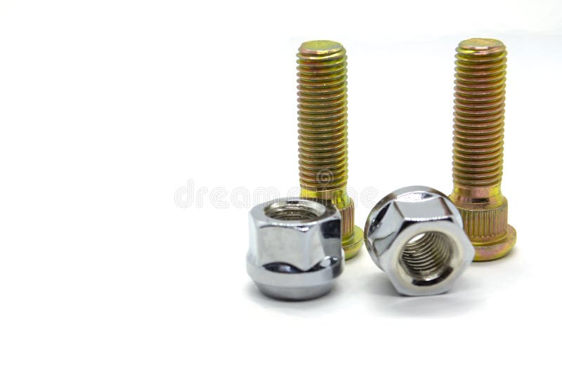 Several Nuts and Studs for Installing the Wheel on the Car Stock Photo ...