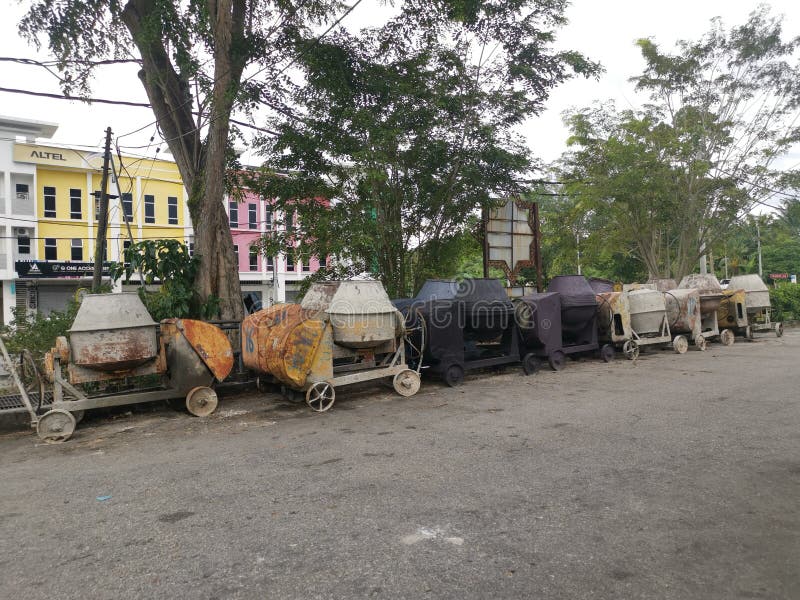 Several Old Cement Mixer Machines Left by the Roadside. Stock Photo ...