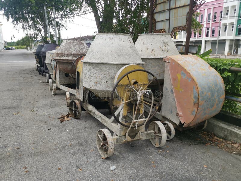 Several Old Cement Mixer Machines Left by the Roadside. Stock Photo ...