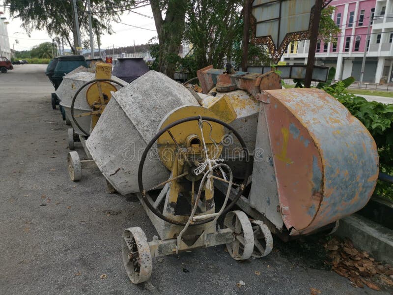 Several Old Cement Mixer Machines Left by the Roadside. Stock Photo ...