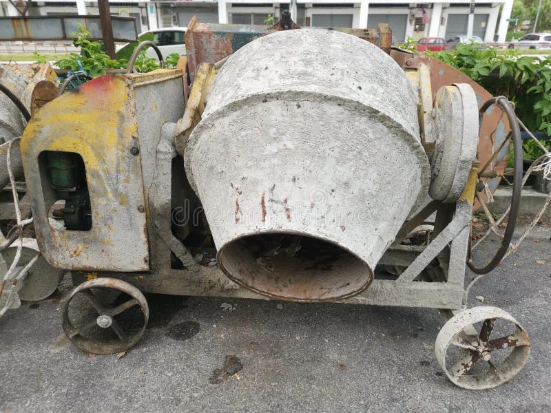 Several Old Cement Mixer Machines Left by the Roadside. Stock Photo ...