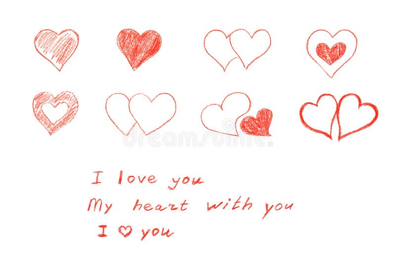 Several Options for the Image of Hearts and Signatures for Postcards ...
