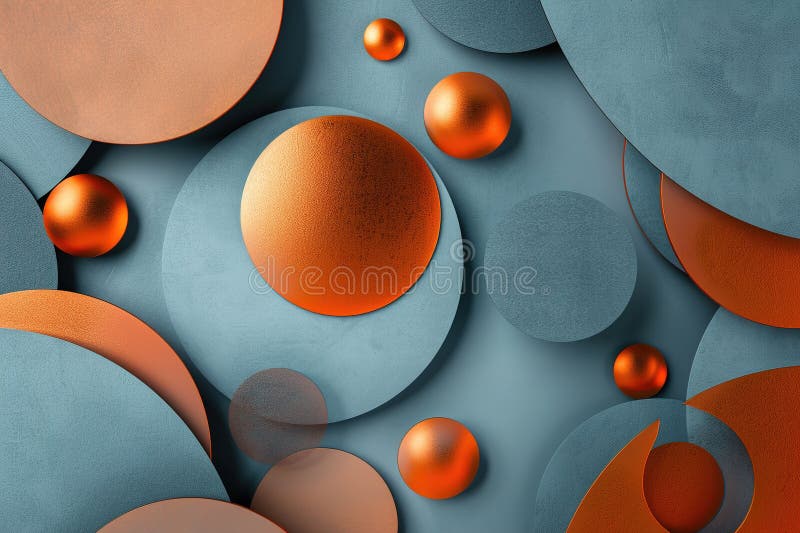 Several Orange and Blue Circles Arranged on a Blue Background, Creating ...