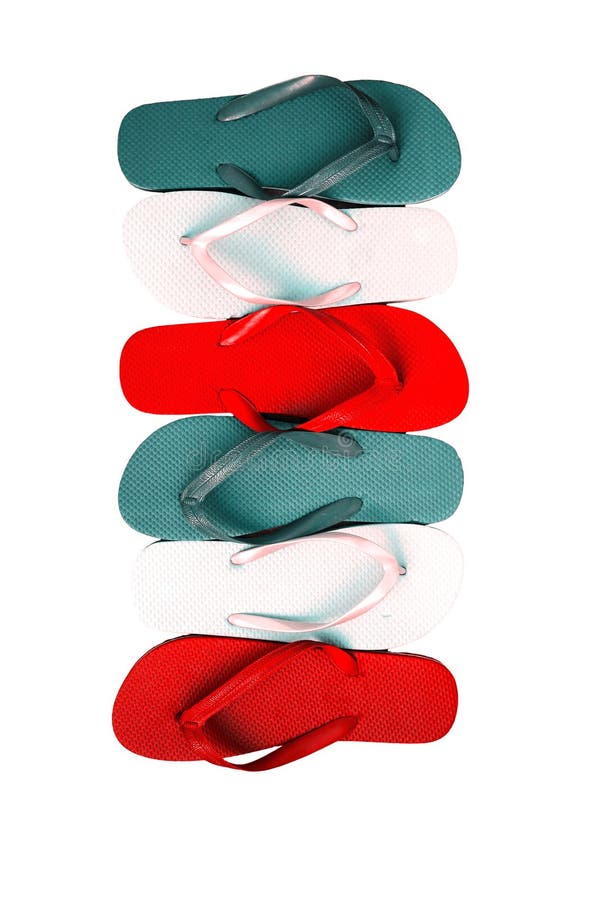 Several Pairs of Multi-colored Rubber Flip-flops Exhibited in a Stock ...