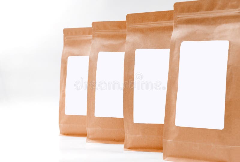 Several Paper Craft Packs with a White Label Stock Image - Image of ...