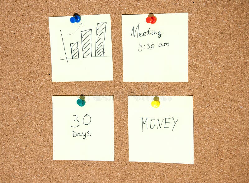 Several Paper Note with Text on the Cork Board Close-up Stock Image ...