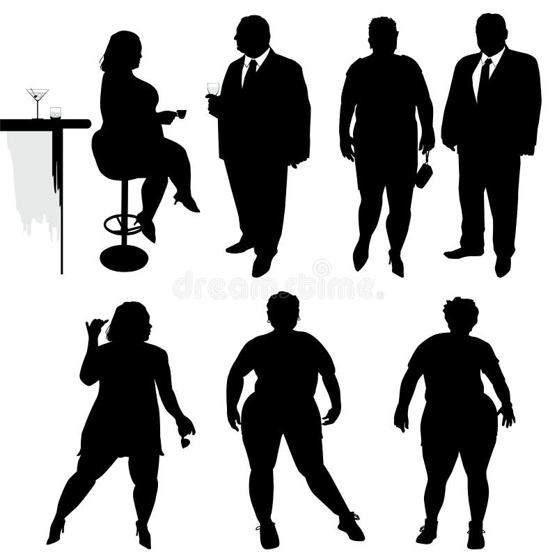 Several People are Dancing. Obese People Stock Vector - Illustration of ...