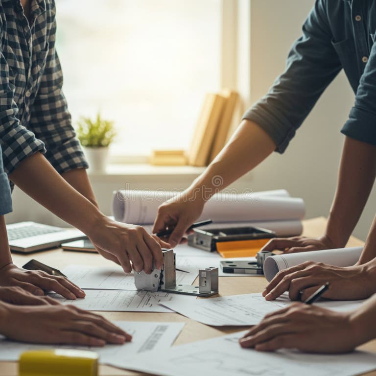Several People are Gathered Around a Table Working Collaboratively on a Project. Stock ...