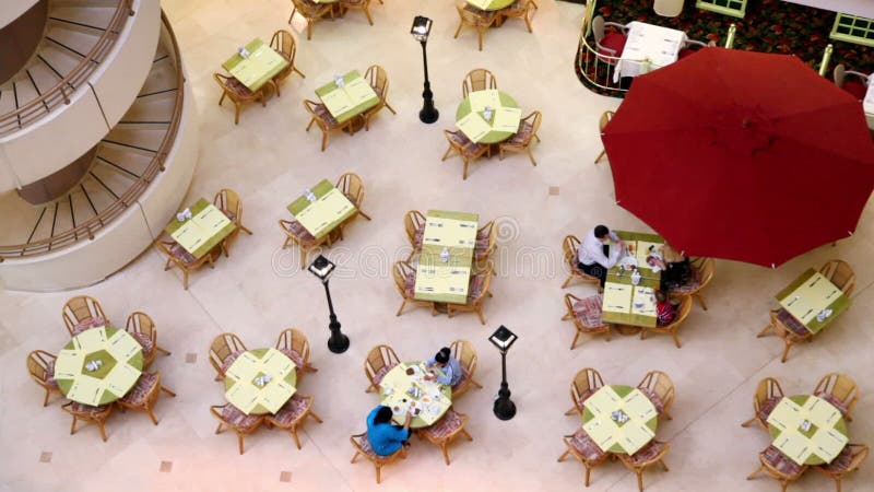 Several People Sit at Tables on Cafe, View from Stock Video - Video of ...