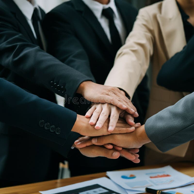 Several People Stack Their Hands in a Gesture of Teamwork. Participants ...