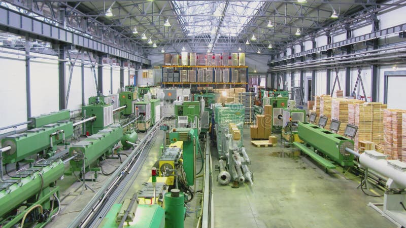 Several People Work on Conveyor in Large Workshop Stock Footage - Video ...