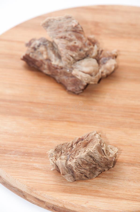 Several Pieces of Beef Cooked on a Wooden Board Stock Image - Image of ...