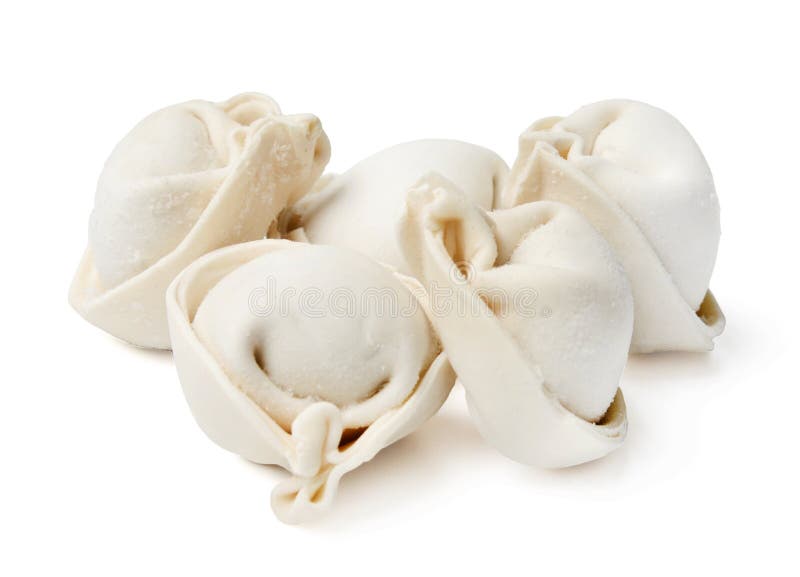 Several Pieces of Ravioli on a White Isolated Background. Close-up ...