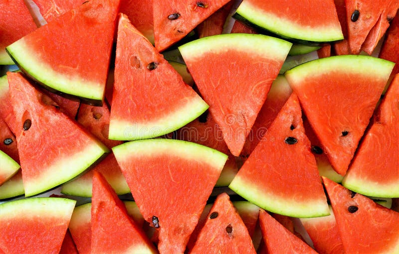 Several Pieces of Watermelon Cut in a Triangular Shape Stock Image ...