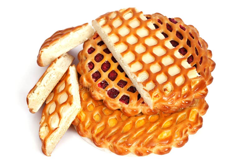 Several Pies Lattice with Cheese, Jam and Lemon on Stock Image - Image ...