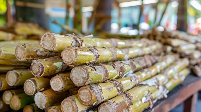 Several Piles of Bamboo Sticks on a Table Stock Photo - Image of ...