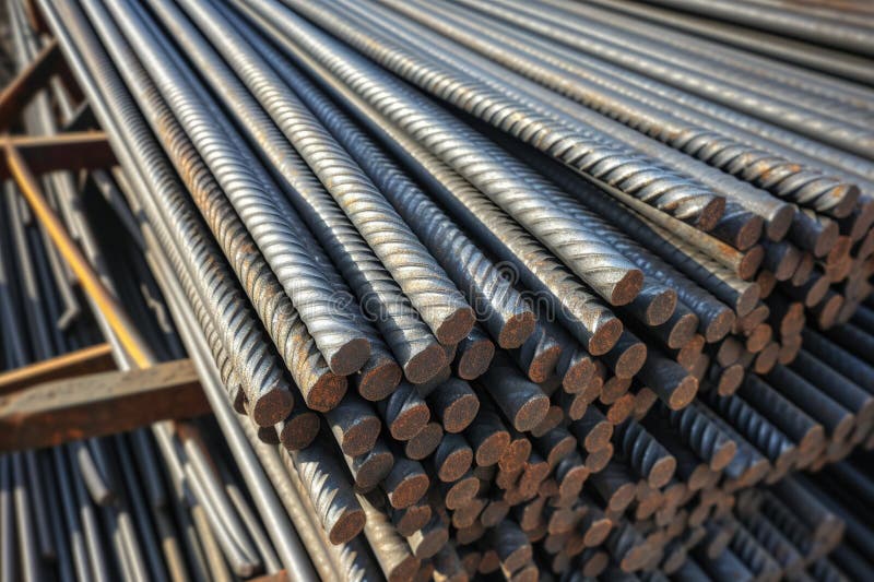 Several Piles of Steel Rods Piled Together. Generative AI Stock ...