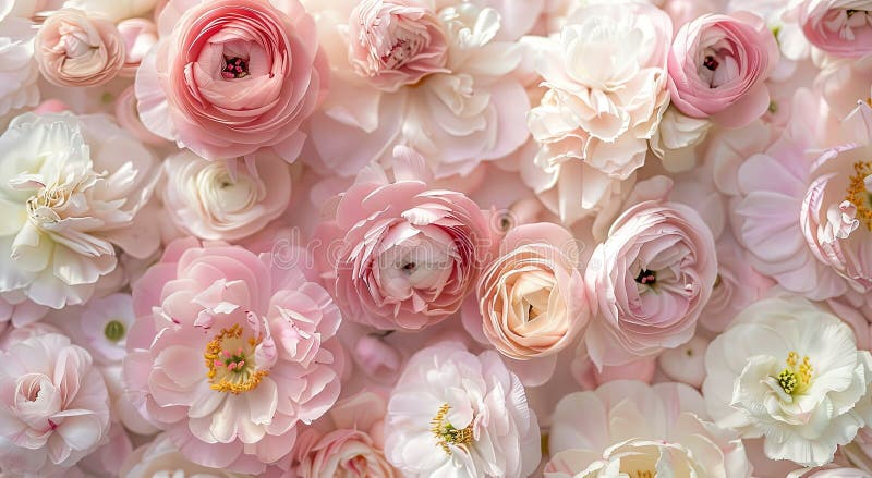 A Beautiful Display of Pink Roses is Elegantly Laid Out on a Table ...