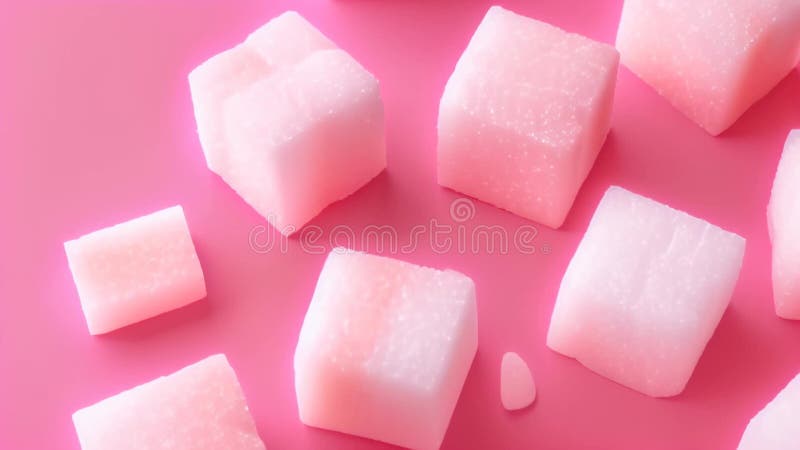 Pink Candy Cubes Forming a Pattern on Pink Background Stock Footage ...