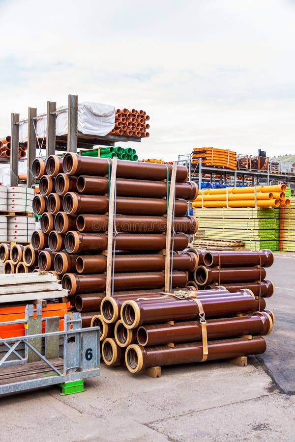 Plastic Pipes in a Factory or Warehouse Yard Stock Image - Image of ...