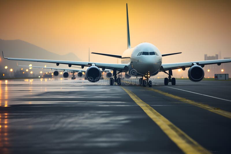 Several Planes in a Row in the Airport Parking Lot Undergoing ...