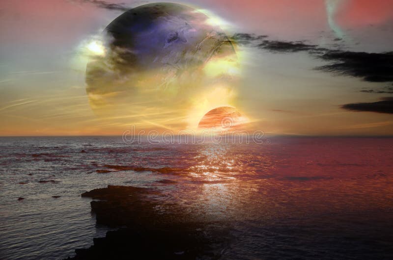 Alien landscape stock illustration. Illustration of imagination - 91020945