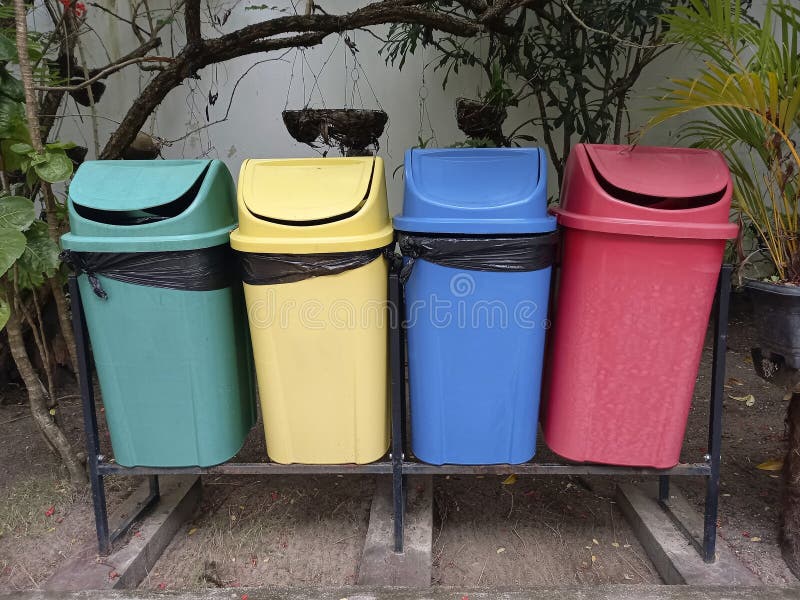Colored Bins for Selective Garbage Collection Stock Image - Image of ...