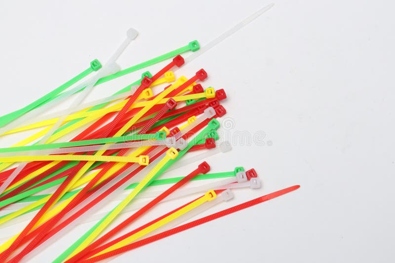 Several Plastic Tools for Tying Cables, Colorful, Cable Ties. Stock ...