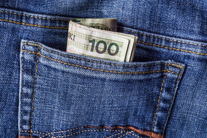 Several Polish Banknotes Jeans Pocket Stock Image - Image of payment ...