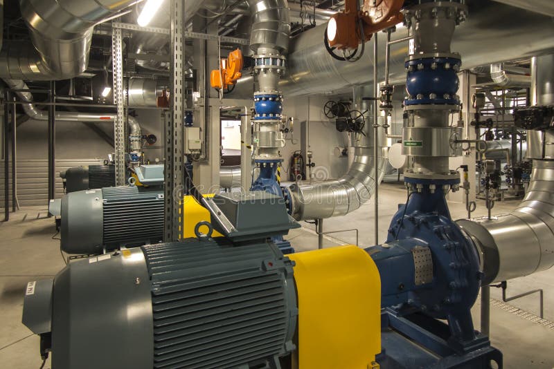 Several Pumps with Engines in the Water System Stock Photo - Image of ...