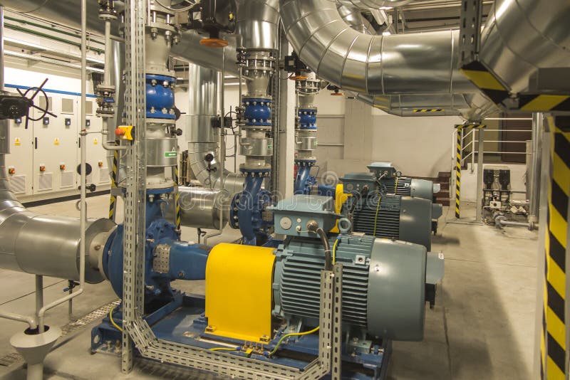 Engines of Water Pumps at a Water Pumping Station. Pumping Irrig Stock ...