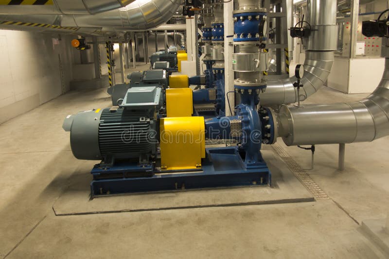 Several Pumps with Engines in the Water System Stock Image - Image of ...