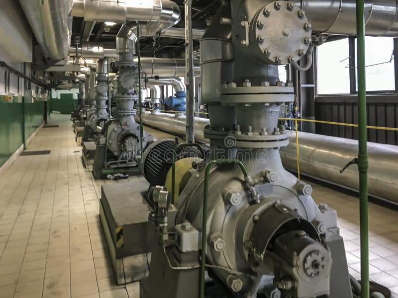 Several Pumps with Engines in the Water System Stock Image - Image of ...