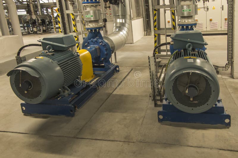 Several Pumps with Engines in the Water System Stock Photo - Image of ...