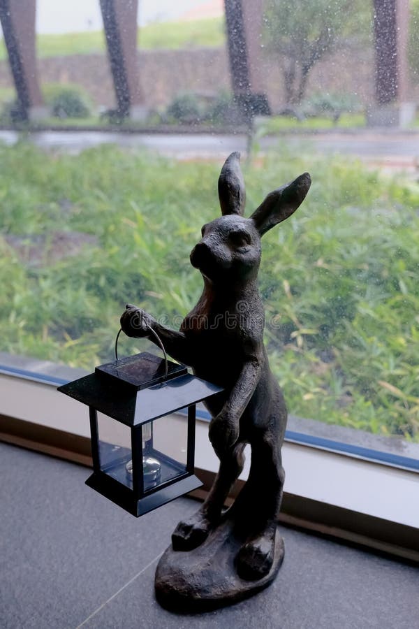 Several Rabbit Illuminate the Road with Lantern Lighting Stock Photo ...