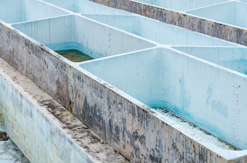 Several Rectangular Concrete Basins Arranged in a Grid-like Pattern ...