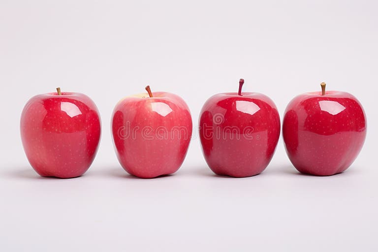 Several Red Apples in Row Isolated Stock Illustration - Illustration of ...