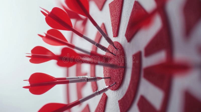 Several Red Darts are Clustered in the Bullseye of a Red-and-white ...