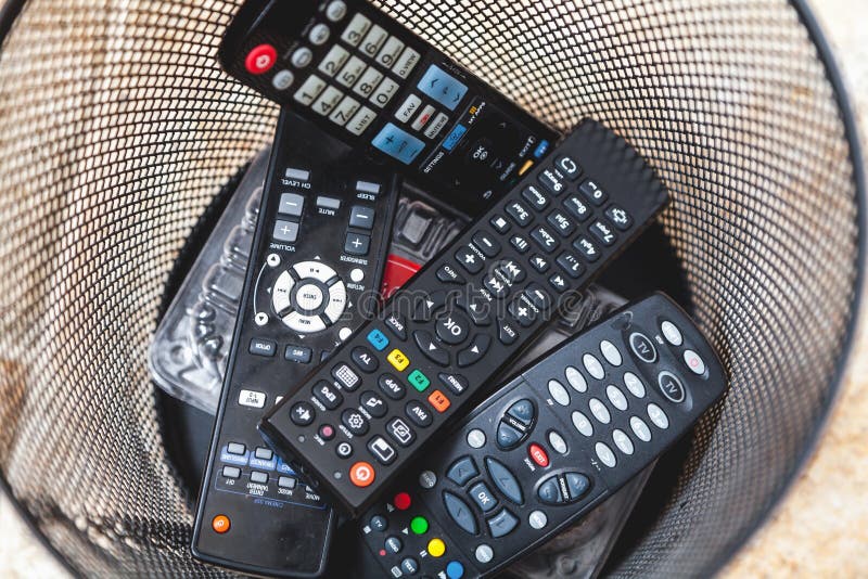 Several Remote Controls are in Trash Top View Stock Image - Image of ...